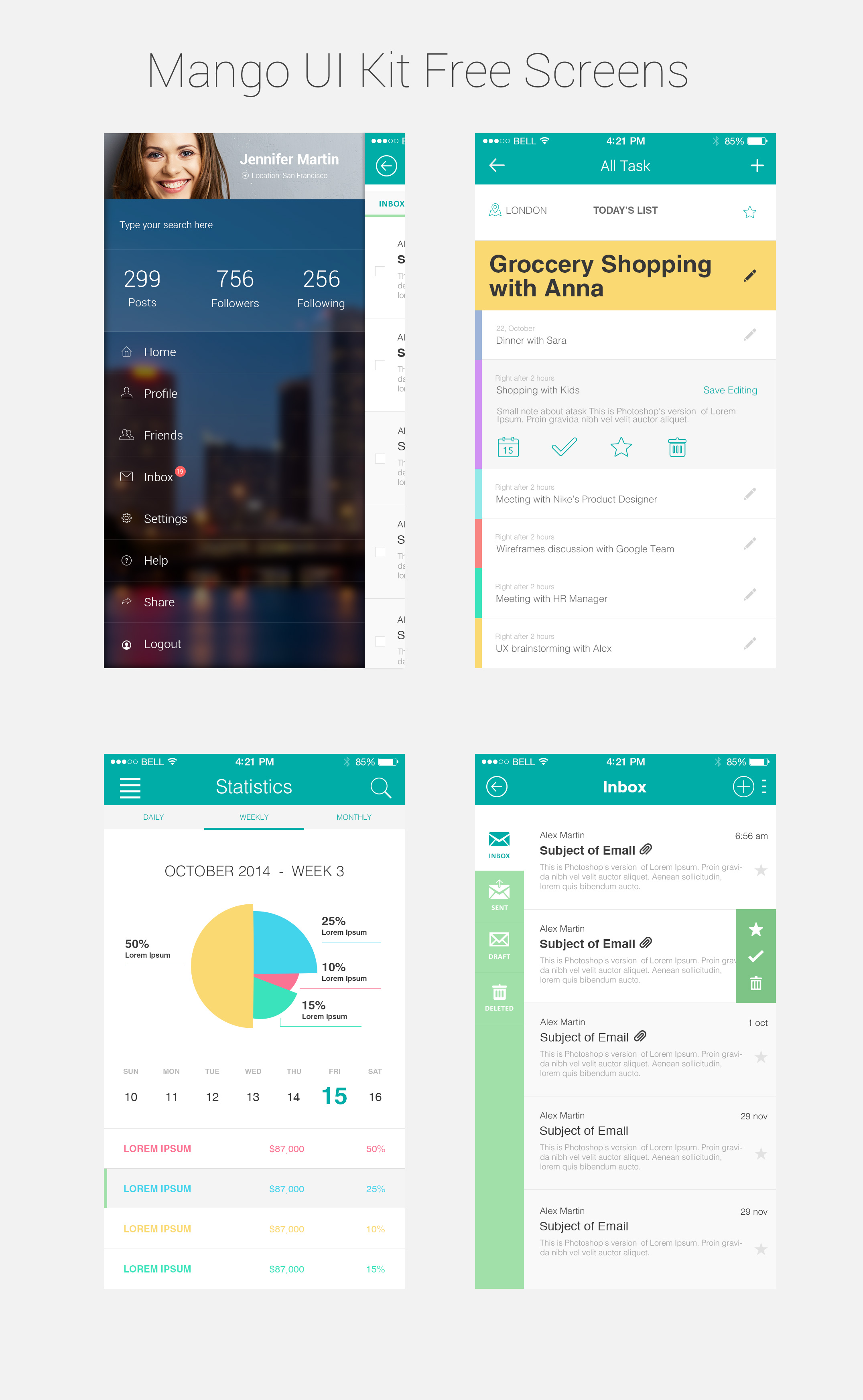 Mango app IOS 8 ui kit psd下载 - 爱果果