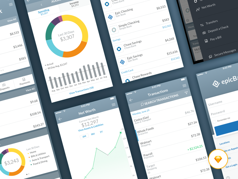 MX Mobile app UI sketch素材下载 - 爱果果