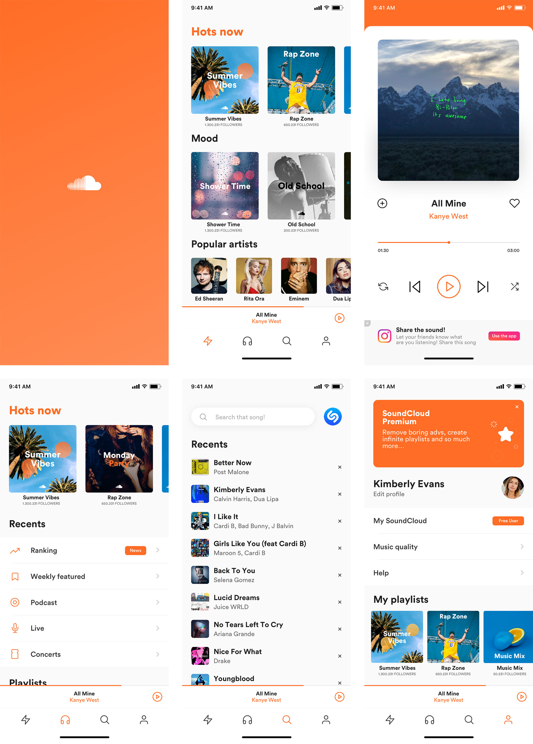 SoundCloud iOS app redesign concept .sketch素材下载 - 爱果果